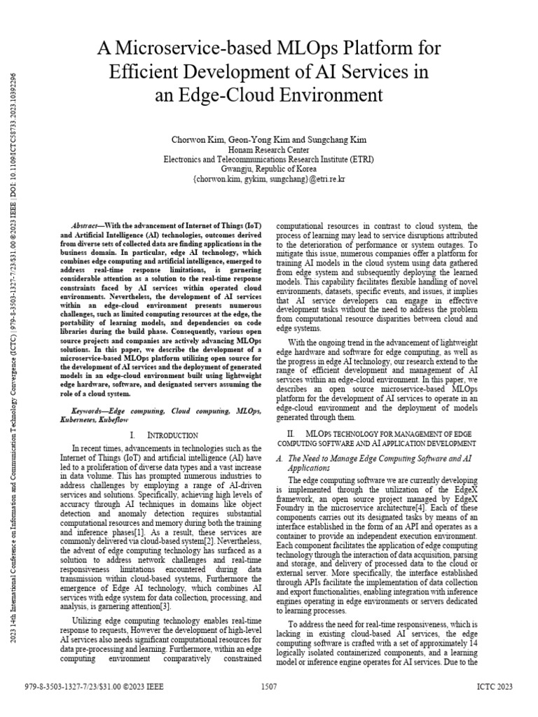 A Microservice-Based MLOps Platform For Efficient Development of AI Services in An Edge-Cloud ...