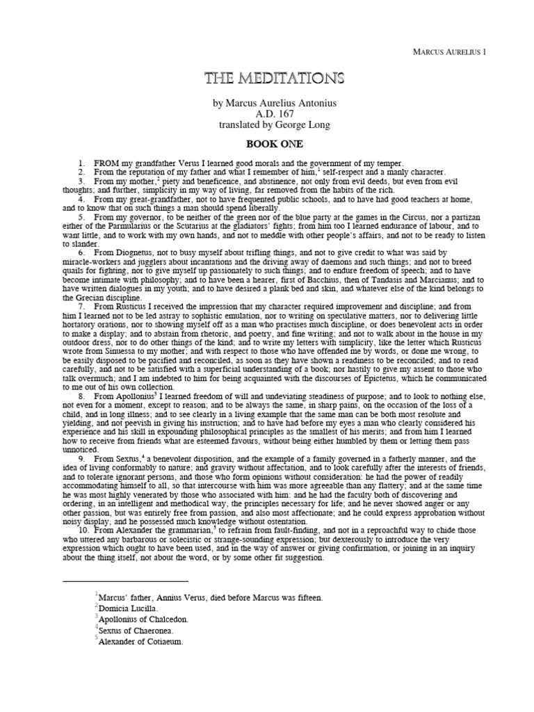 Marcus Aurelius Meditations | PDF | Soul | Reason