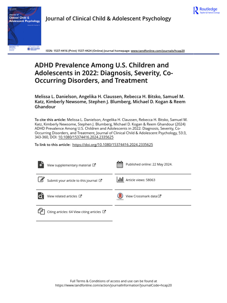 ADHD Prevalence Among U.S. Children and Adolescents in 2022 Diagnosis ...