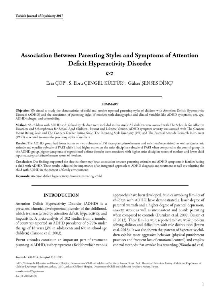 Association Between Parenting Styles and Symptoms of Attention | PDF ...