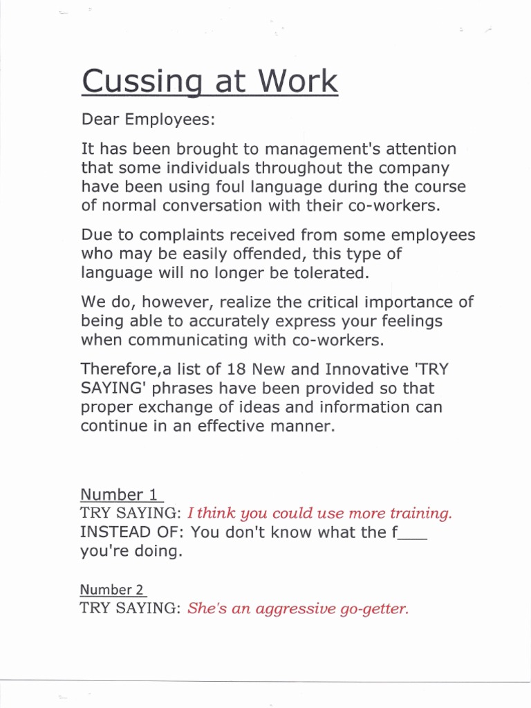 Cussing at Work | PDF