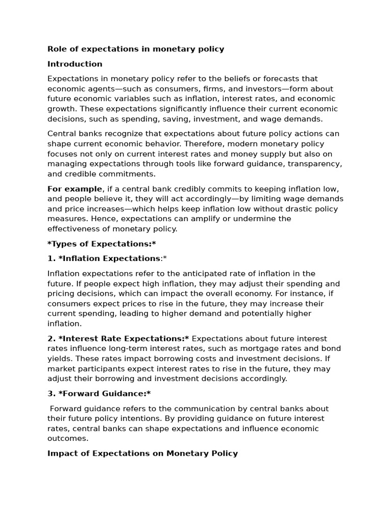 Managing Monetary Expectations | PDF | Monetary Policy | Inflation