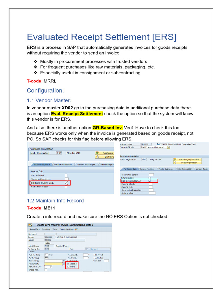 Evaluated Receipt Settlement | PDF