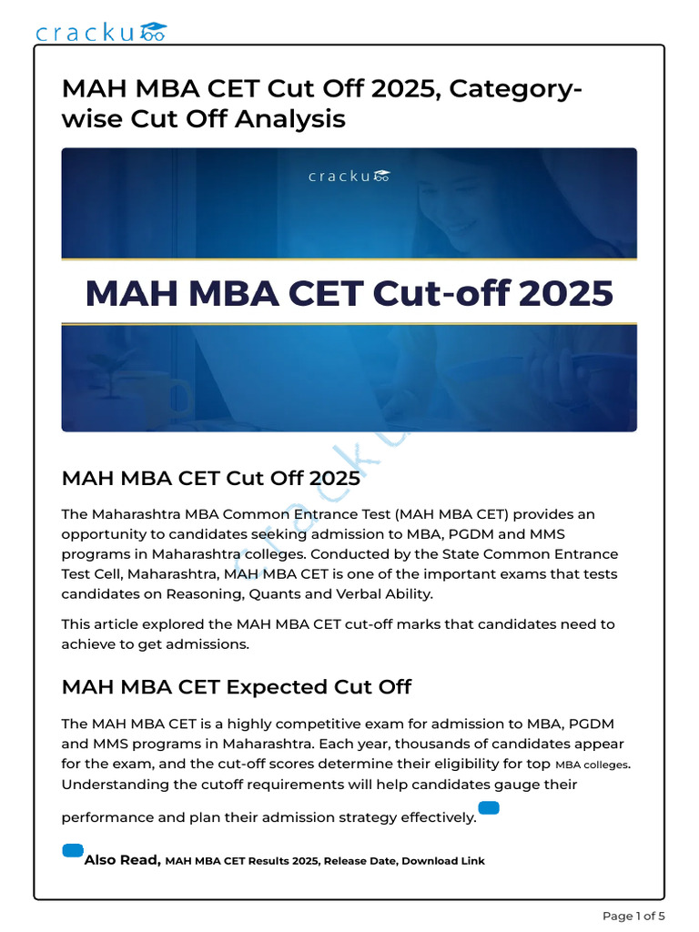 MAH MBA CET Cut Off 2025, Category-Wise Cut Off Analysis | PDF | Master ...