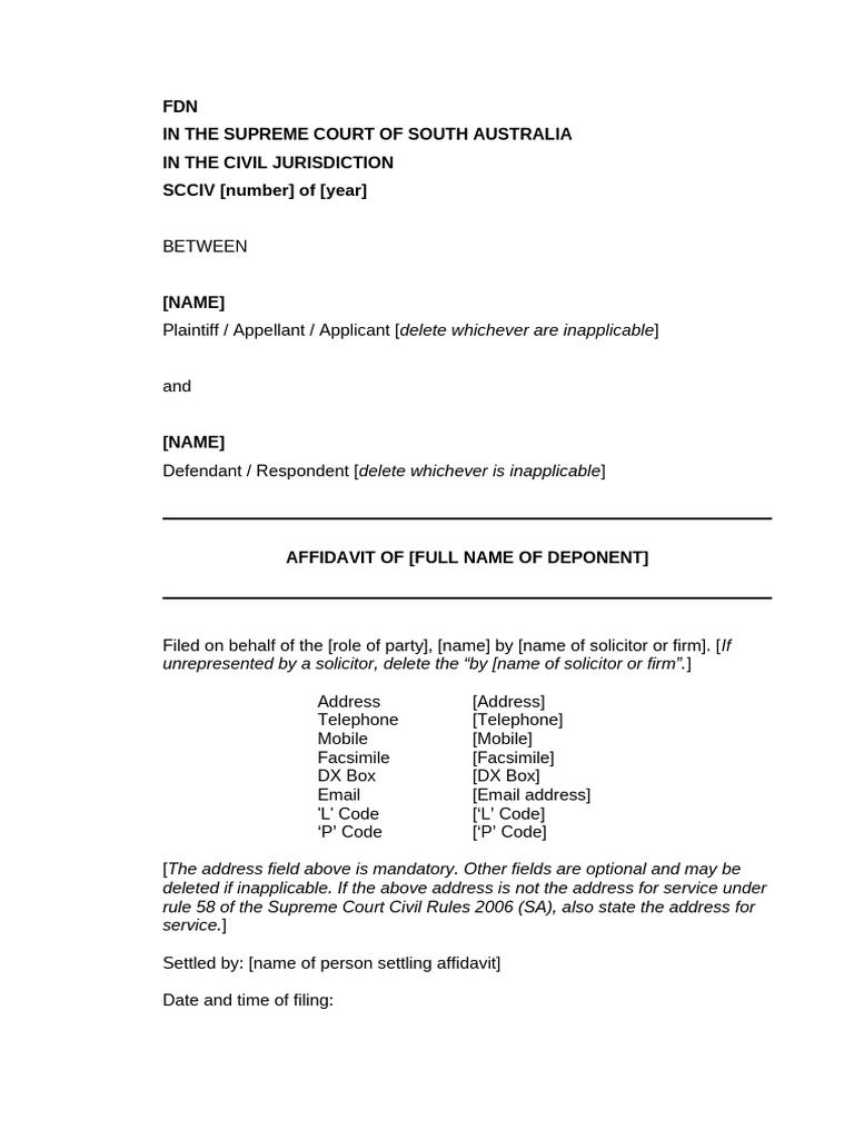 South Australian Affidavit | PDF