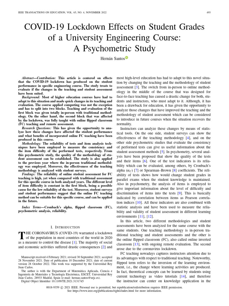 1 - COVID-19 Lockdown Effects On Student Grades of A University ...