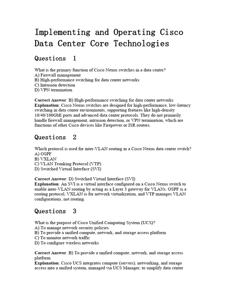 Cisco Data Center Technologies Overview | PDF | Computer Network ...