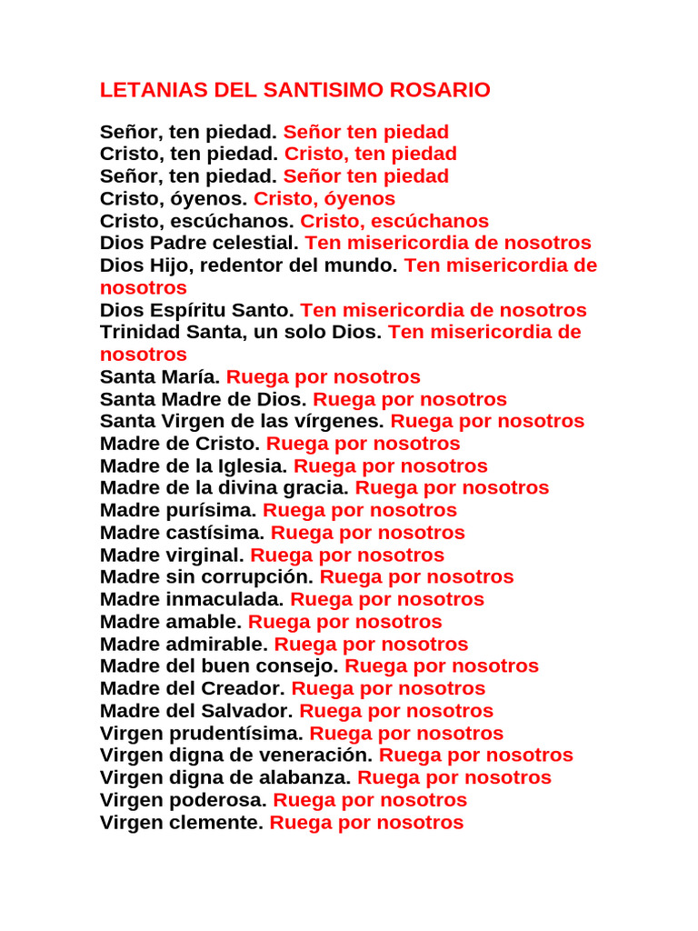 Letanias Del Santisimo Rosario 2 | PDF | María, madre de Jesús | Cristo ...