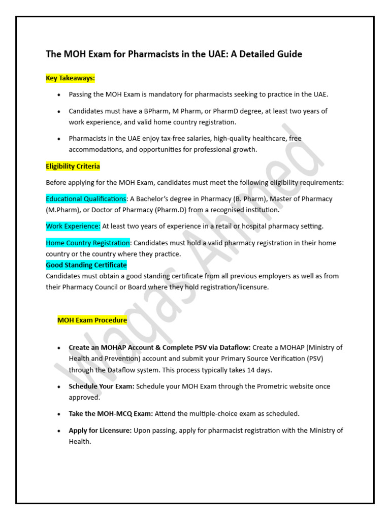 ? Pharmacists - Your Complete Roadmap For Moh, Dha | PDF | Pharmacist | Pharmacy