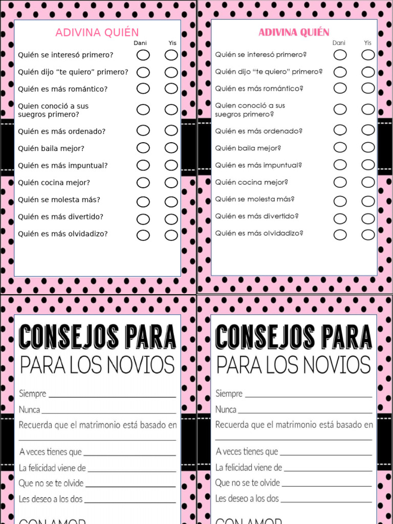 Bridal Shower Games - Juegos para Despedida de Soltera | PDF