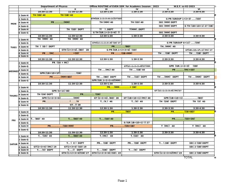 Physics Routine-2023 - EVEN-SEM - 16-02-23.pdf-02-23 | PDF