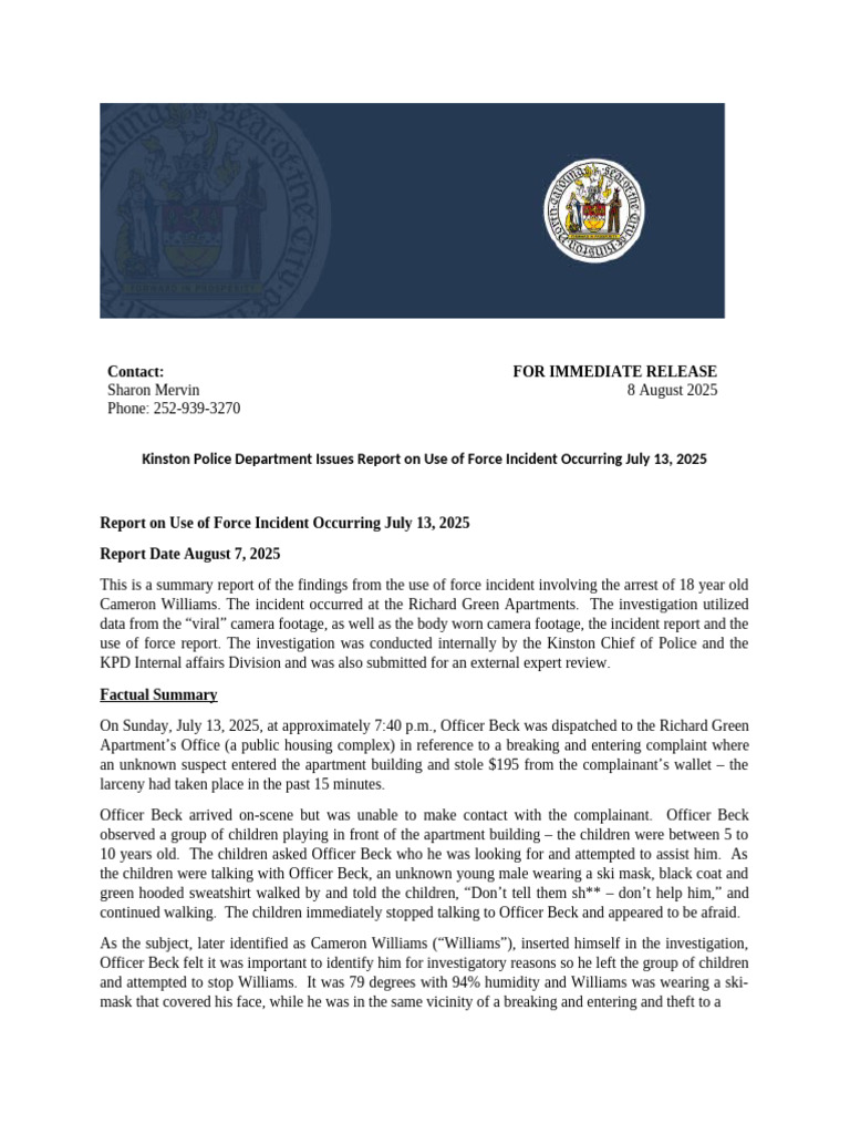 Report On Use of Force Incident July 13 2025 | PDF | Use Of Force ...