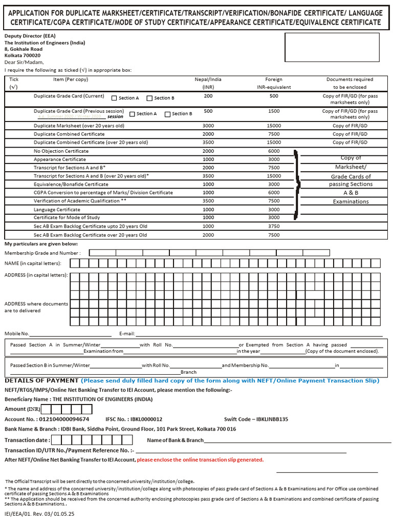 Application for Duplicate Certificates | PDF
