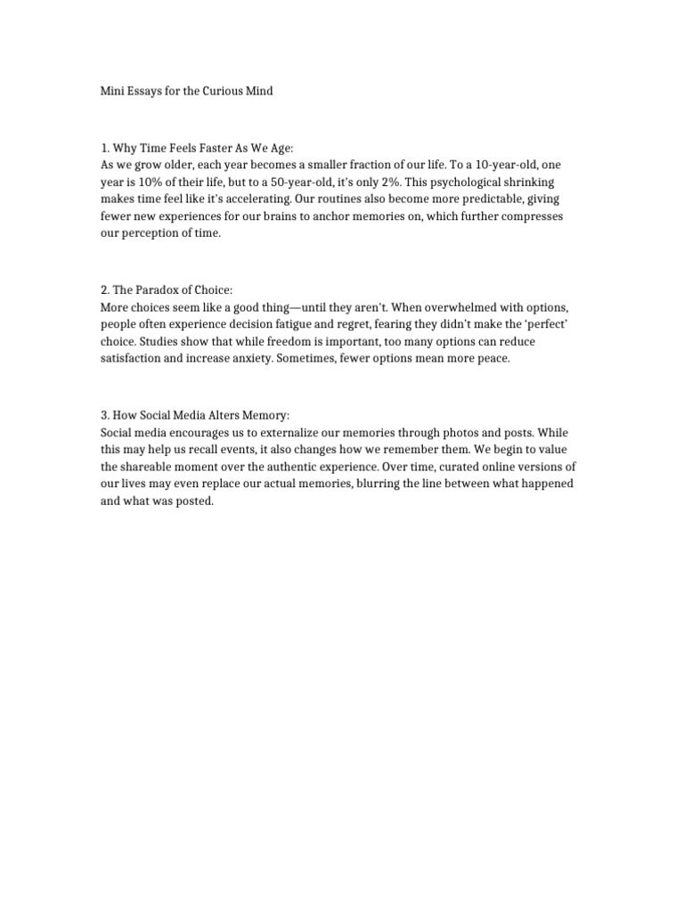 Mini Essays For The Curious Mind | PDF
