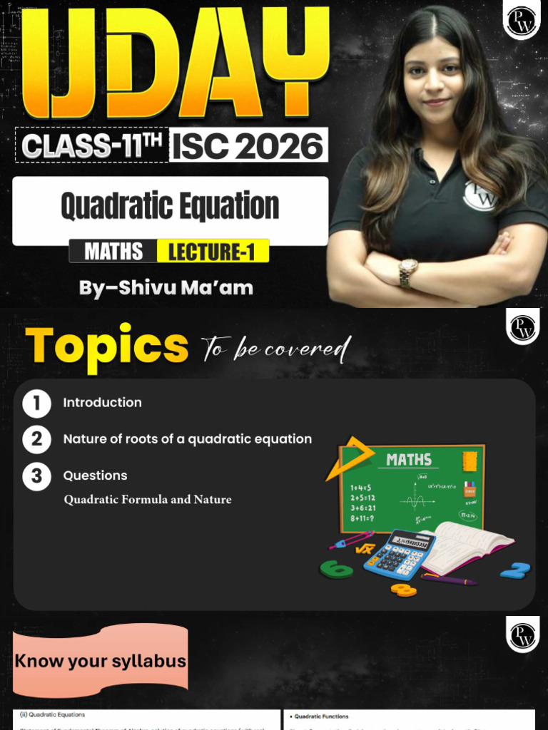 Quadratic Equation 01 - Class Notes | PDF
