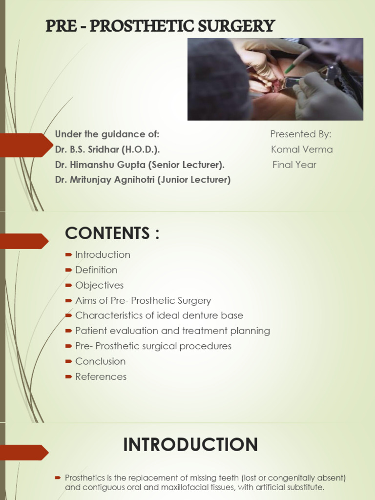 PRE Prosthetic Surgery | PDF | Dentistry | Medical Specialties
