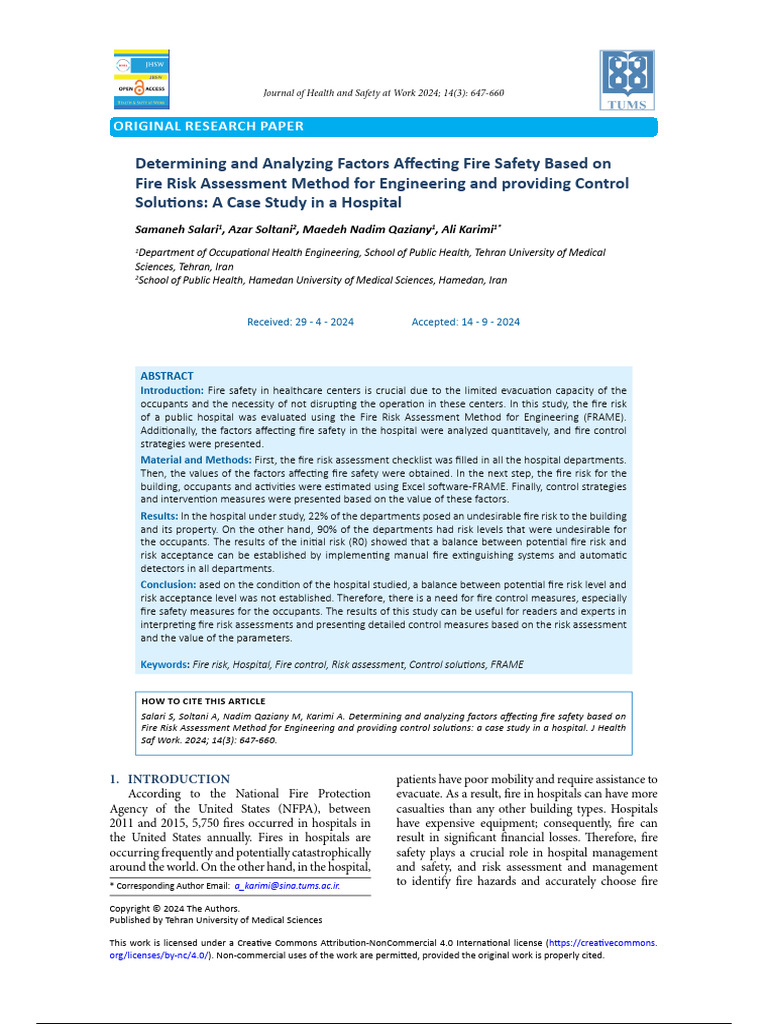 Fire Safety Based On FRAME | PDF | Risk | Risk Assessment