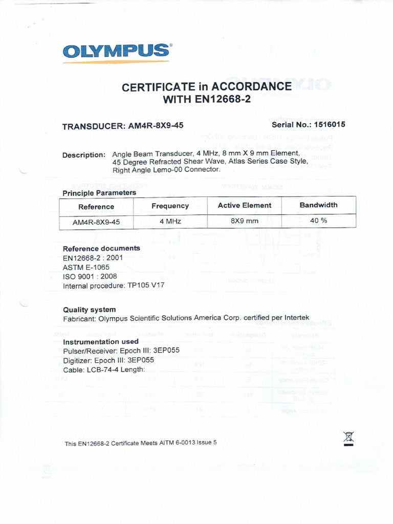 Probe Certificate | PDF