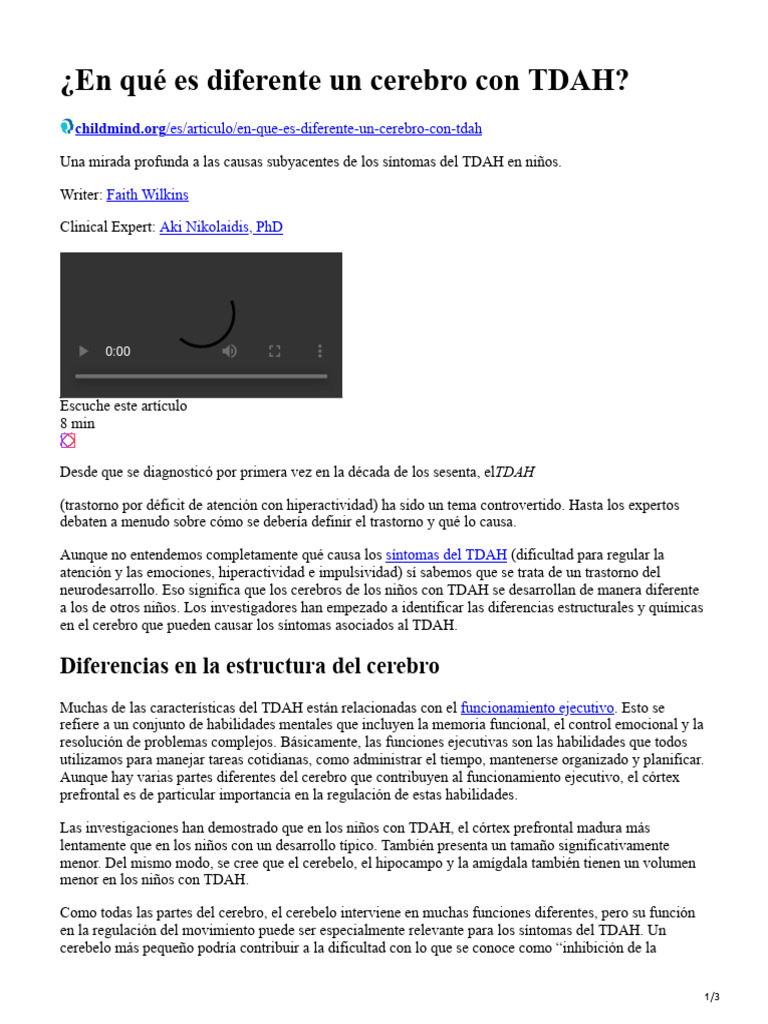 En Qué Es Diferente Un Cerebro Con TDAH | PDF | Desorden hiperactivo y ...