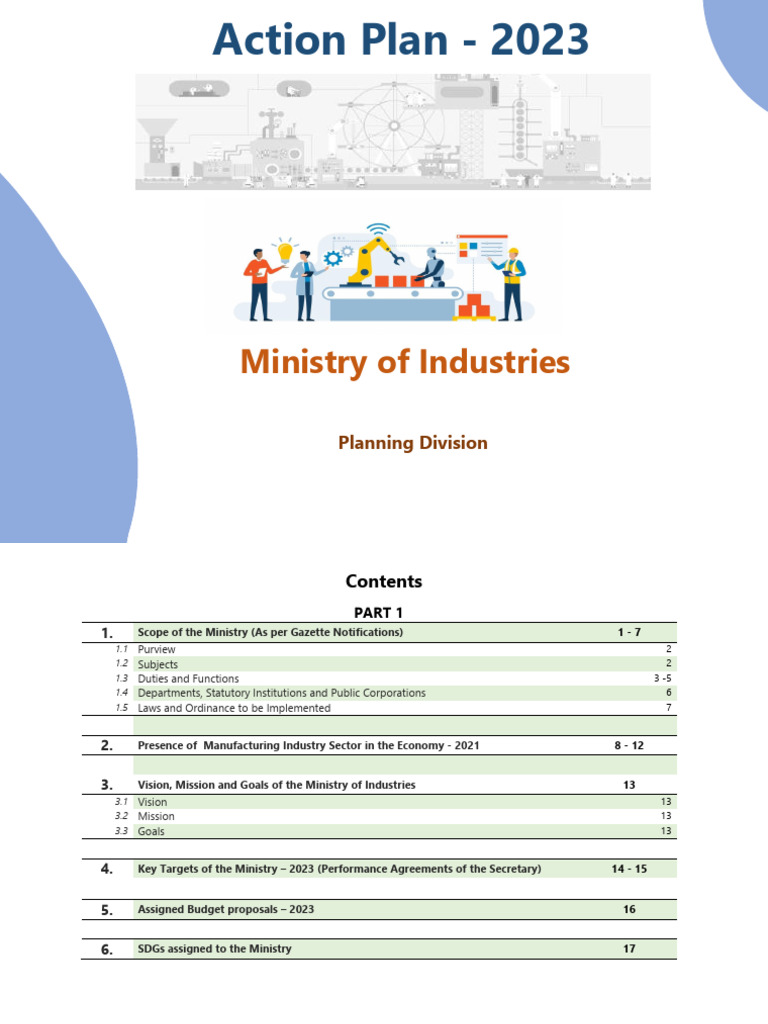 2023 Action Plan for Ministry of Industries | PDF | Economies
