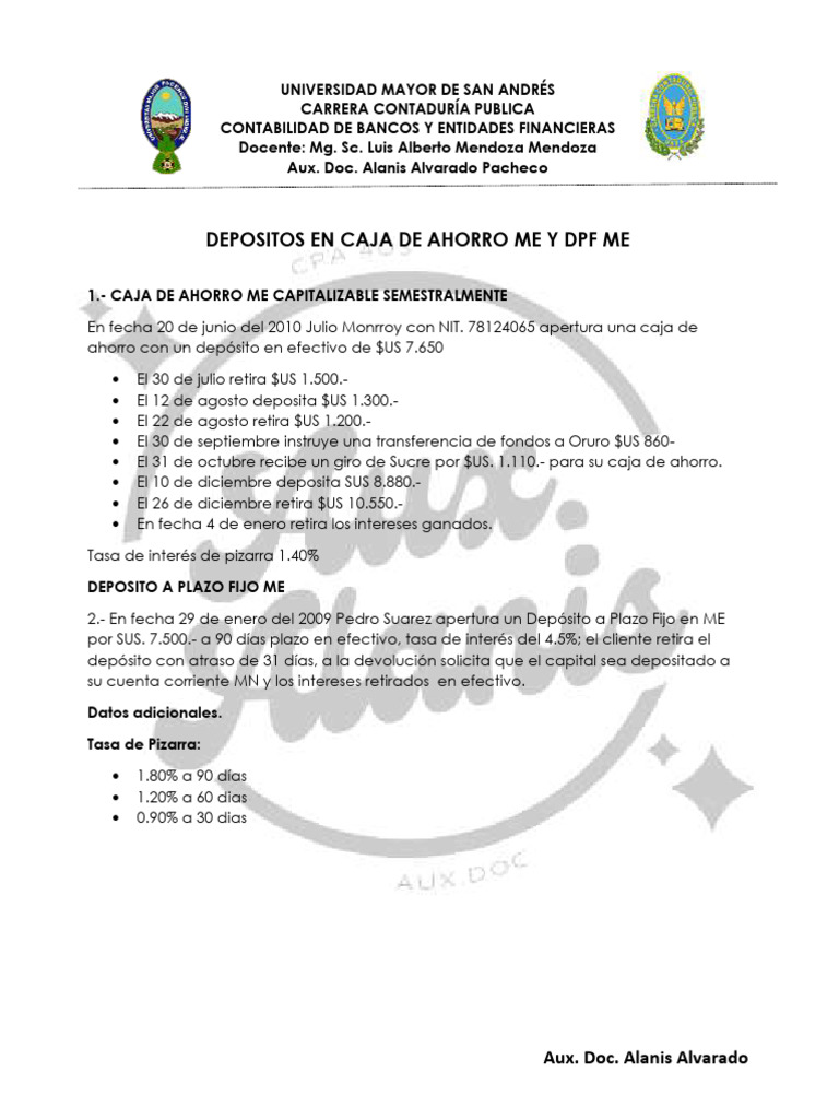 Solucion Cja de Ahorro Me Sem y DPF Me | PDF | Servicios financieros | Business