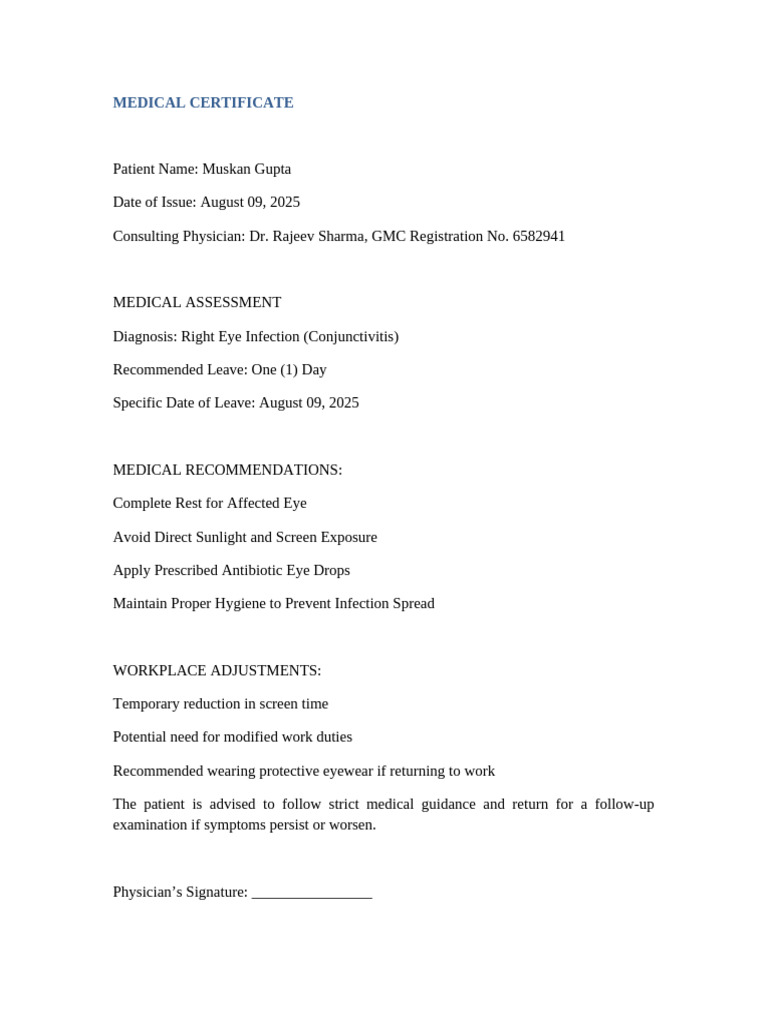 Medical Certificate Template | PDF
