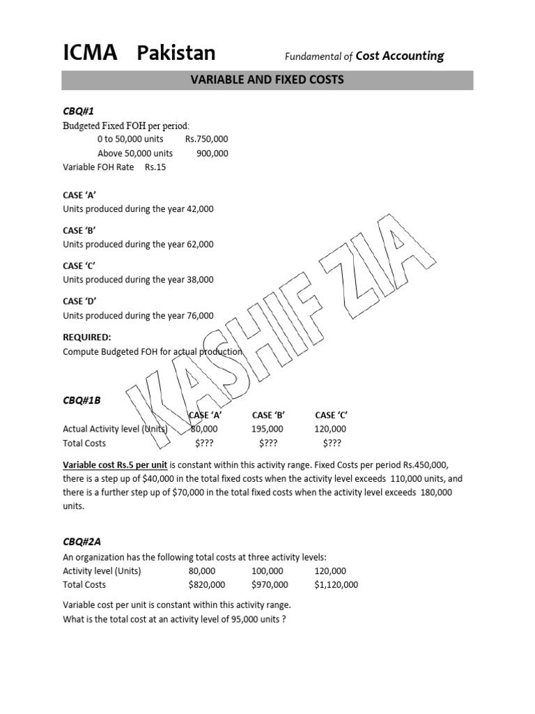 Variable and Fixed Costs | PDF | Financial Accounting | Accounting