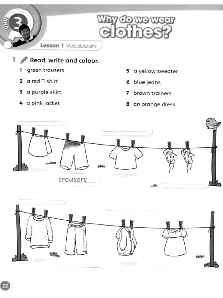 Actividades Vocabulario Inglés La Ropa y Adjetivos | PDF