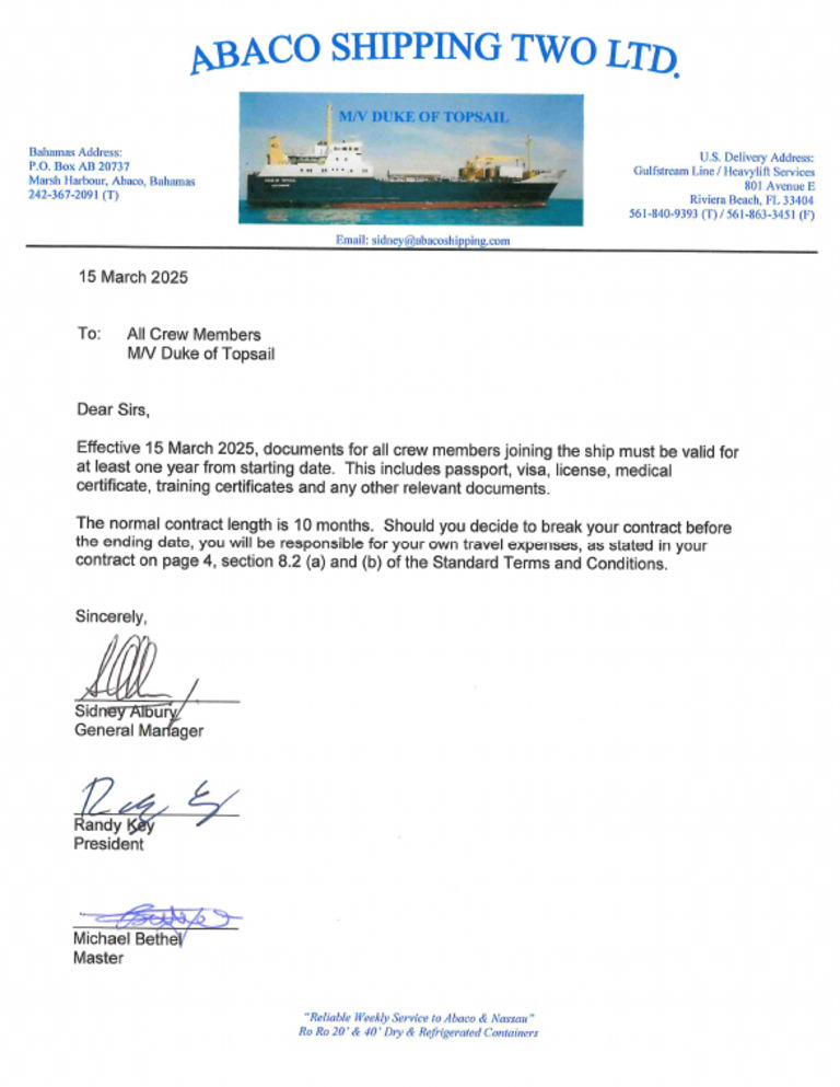 Crew Letter 2025-03-15 | PDF