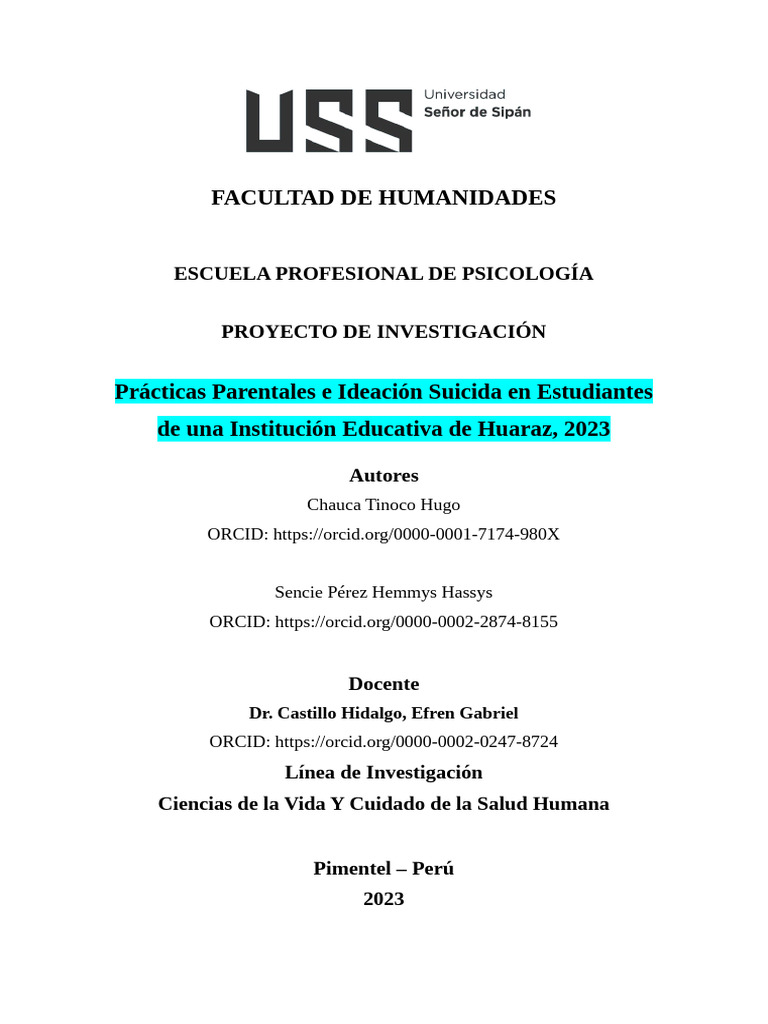 Prácticas Parentales y Suicidio en Estudiantes | PDF | Suicidio ...