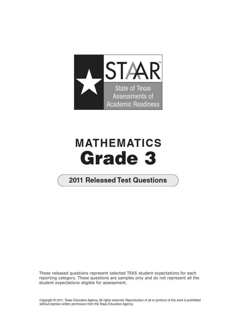 2011 Staar 3 Math Sample Questions | PDF | Qualifications | Evaluation ...