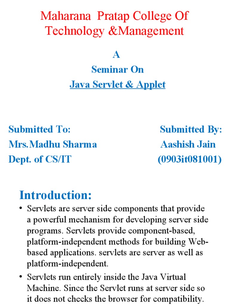 Java Servlets and Applets Overview | PDF | Java Servlet | Java (Programming Language)