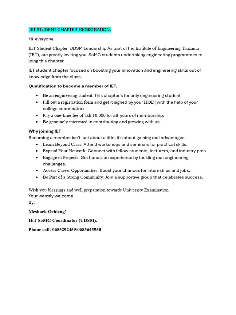IET Student Chapter UDSm | PDF