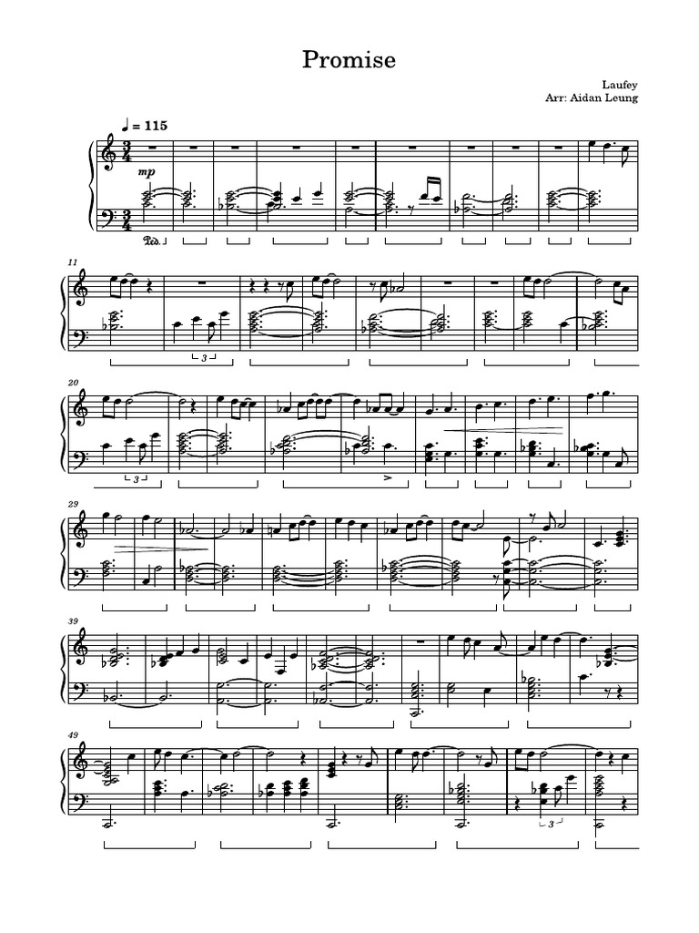 Laufey - Arr - Aidan Leung - Promise | PDF