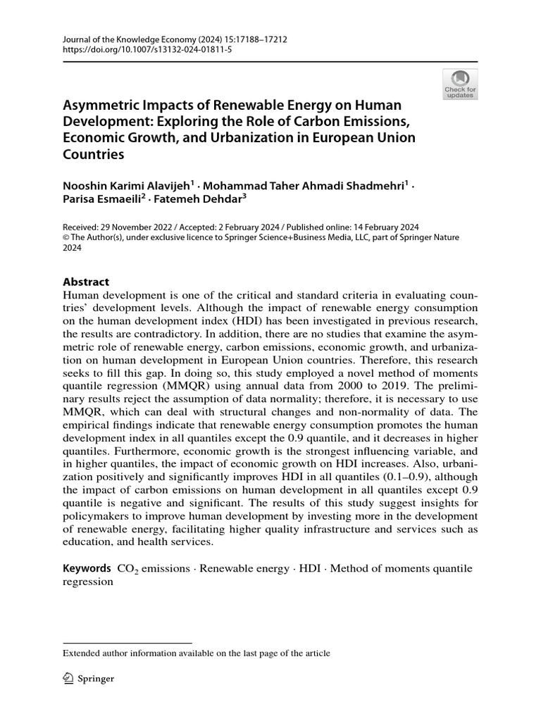 Impacts of Renewable Energy On Human | PDF | Regression Analysis ...