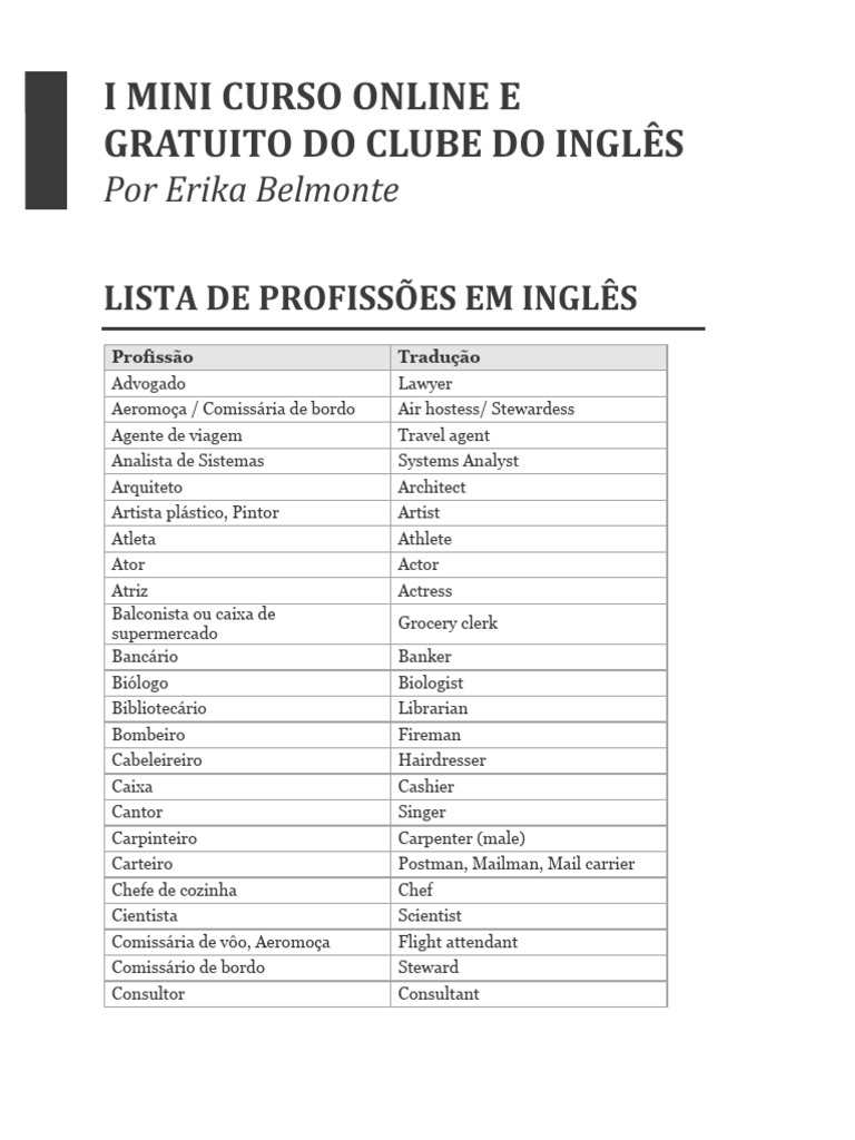 Lista de Profissões em Inglês | PDF | Business
