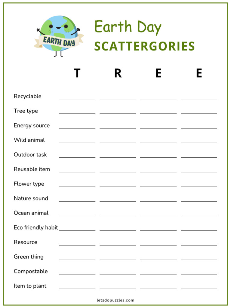 Earth Day Scattergories | PDF
