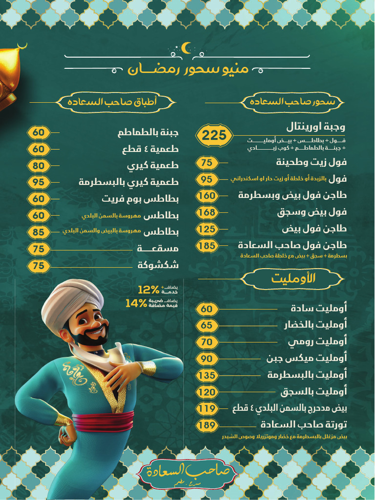 Suhoor Menu - منيو سحور رمضان | PDF
