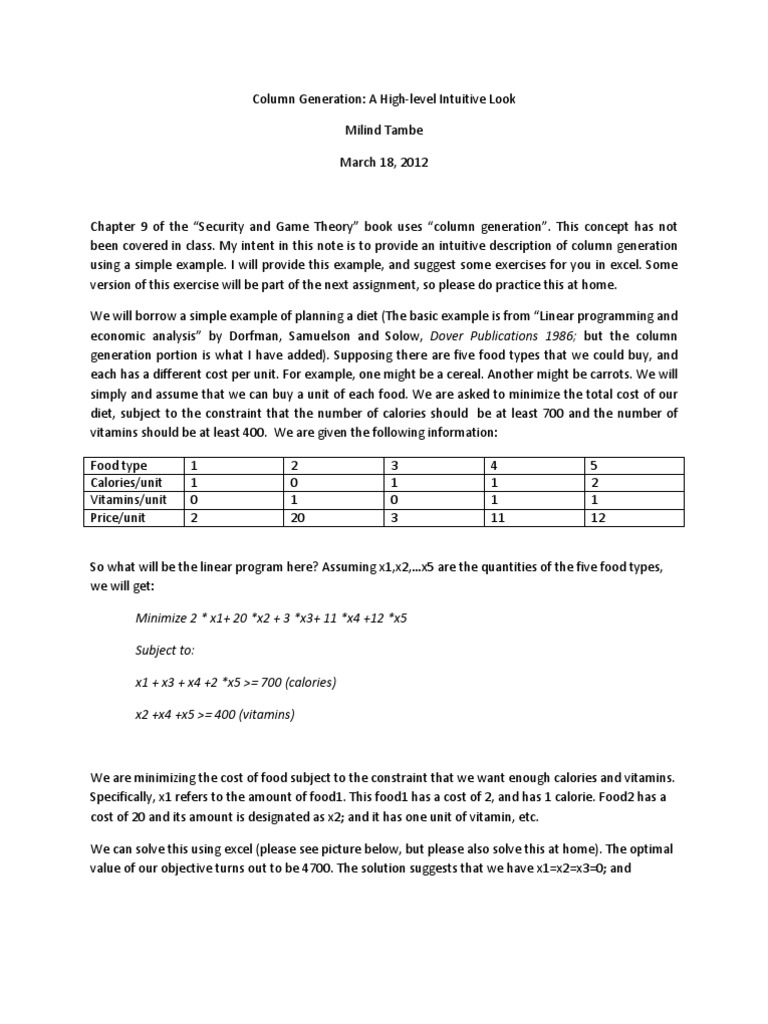 Column Generation For Class | Download Free PDF | Prices | Applied ...