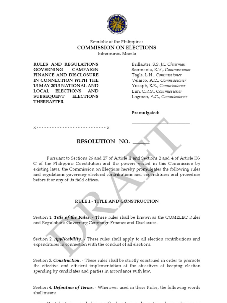 Commission On Elections: Resolution No. | PDF | Campaign Finance In The ...