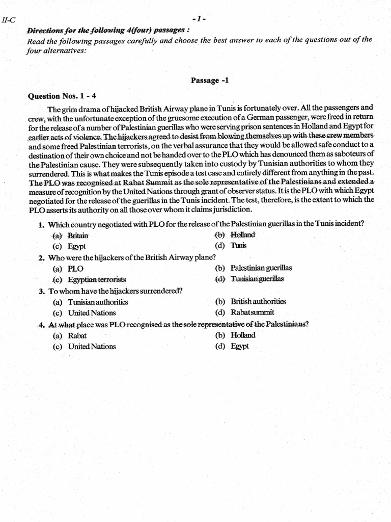 Mcs Combined 2016 Preliminary Exam Paper II Series C | PDF