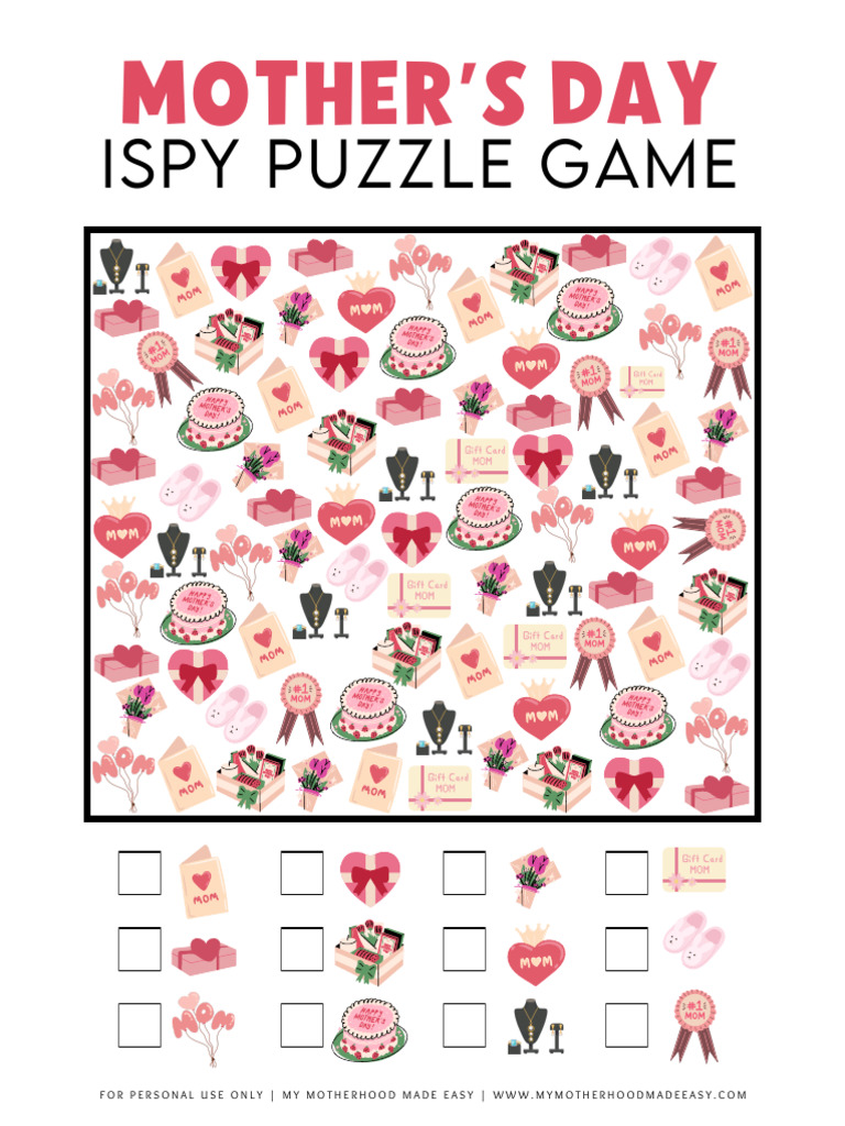 Mother's Day I Spy Puzzle Game | PDF