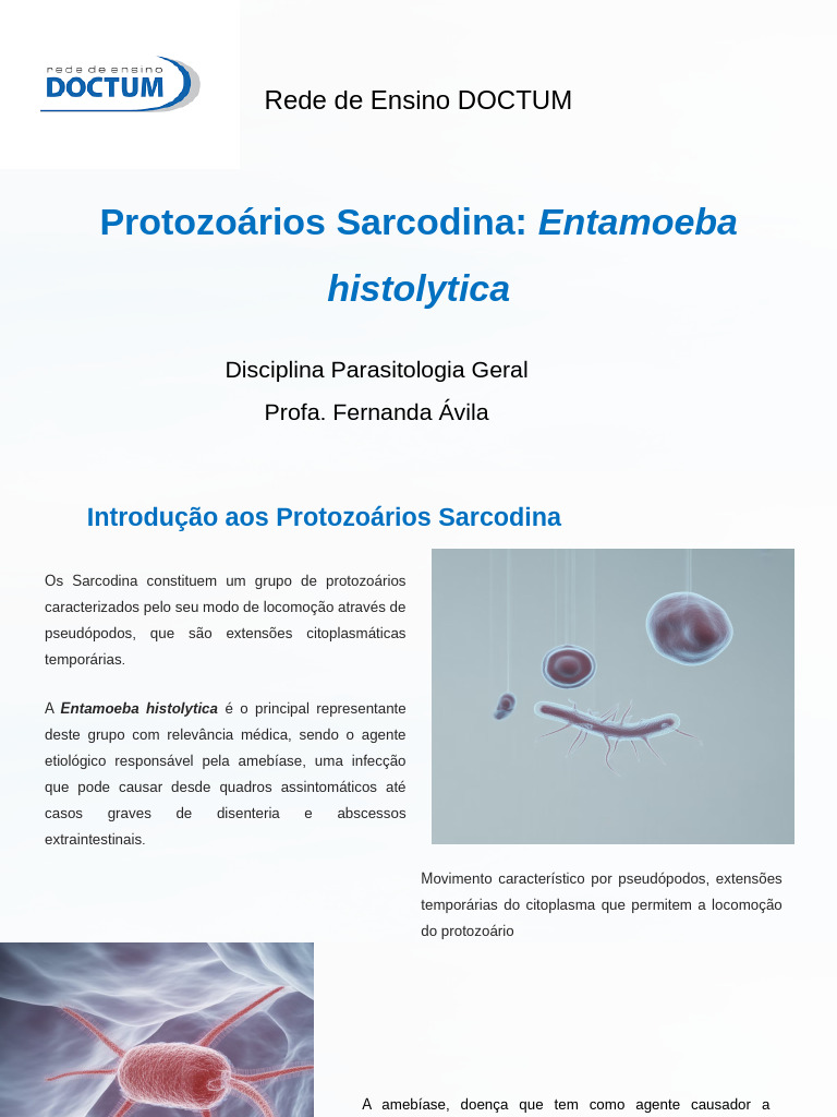 Protozoarios Sarcodina Entamoeba Histolytica | PDF | Protozoários | Fígado