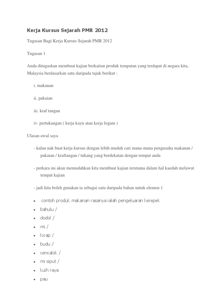 Kerja Kursus Sejarah PMR 2012 | PDF Kerja Kursus Sejarah PMR 2012 | PDF