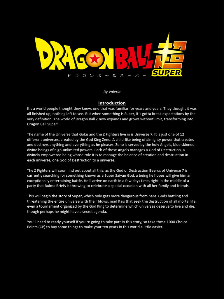 Dragon Ball Super JumpChain | PDF | Senses