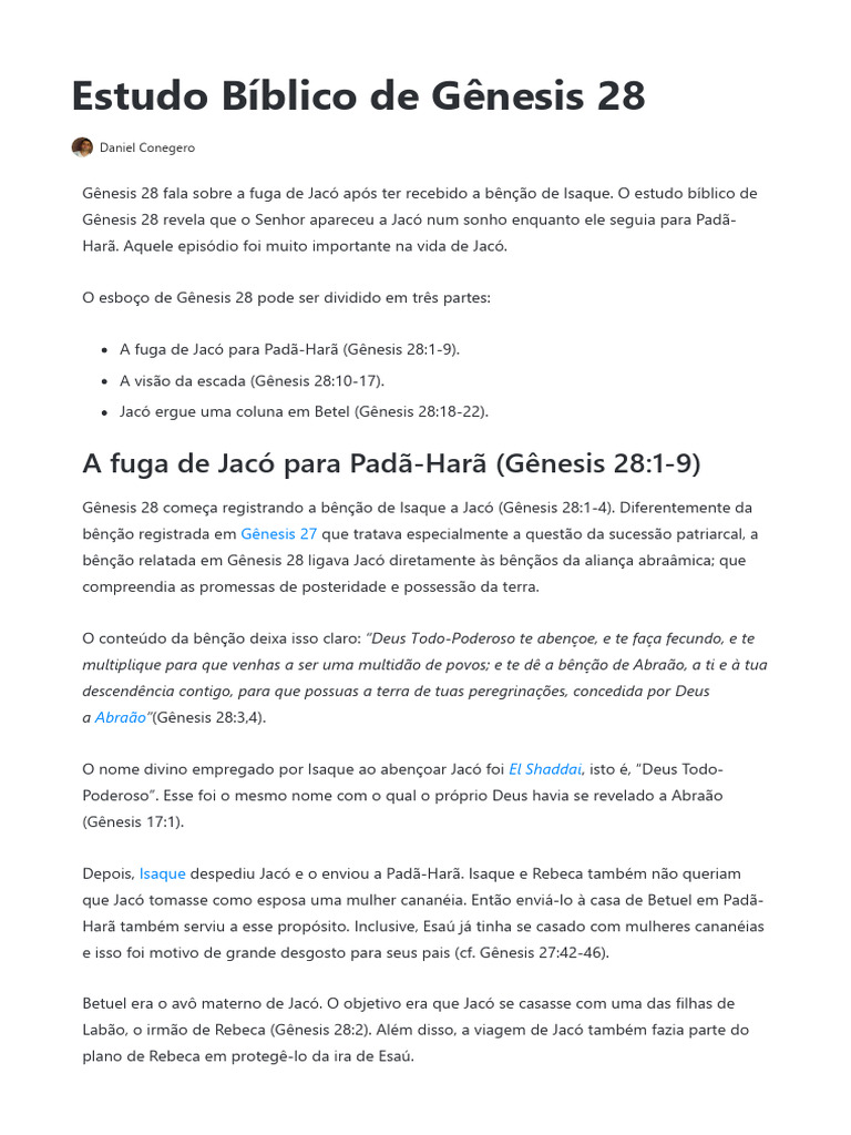 Estudo de Gênesis 28: A Visão de Jacó | PDF | Abraão | Gênesis (livro)