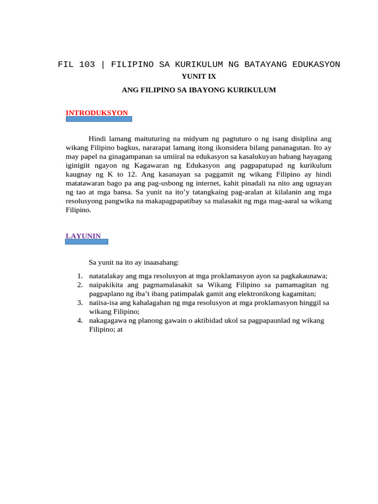 FIL-103-YUNIT-IX | PDF