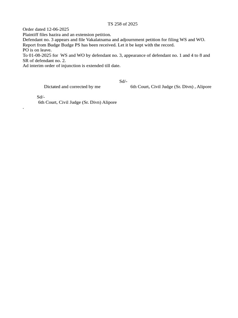 TS 258/2025: Court Order Summary | PDF