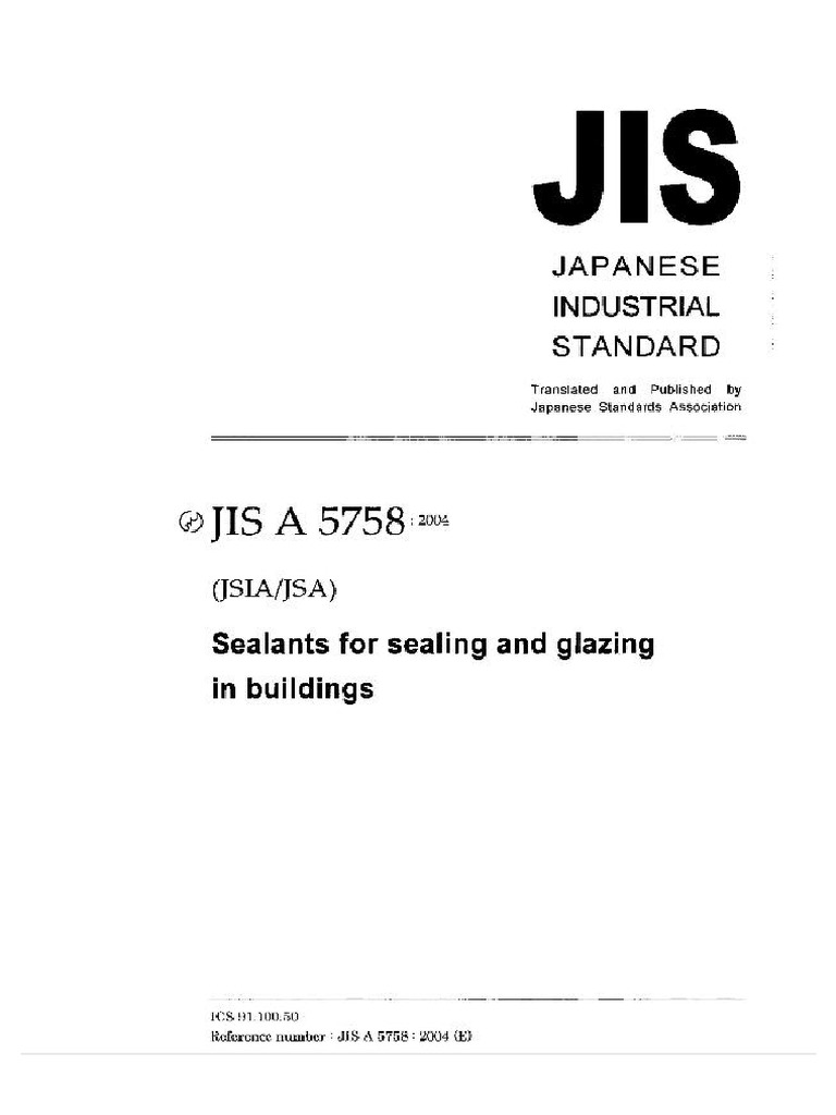 JIS A 5758 Sealants For Sealing and Glazing in Buildings | PDF