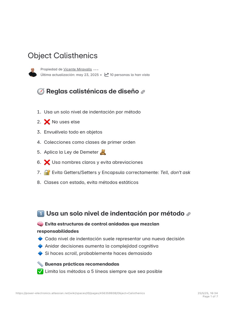 Object Calisthenics - IT Desarrollo - Confluence | PDF | Comportamiento | Ingeniería de software